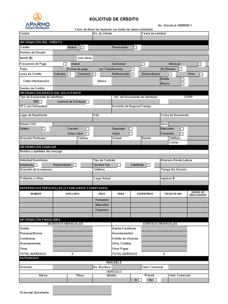 Solicitud de Credito | Descargar gratis PDF | Crédito | Finanzas y ...
