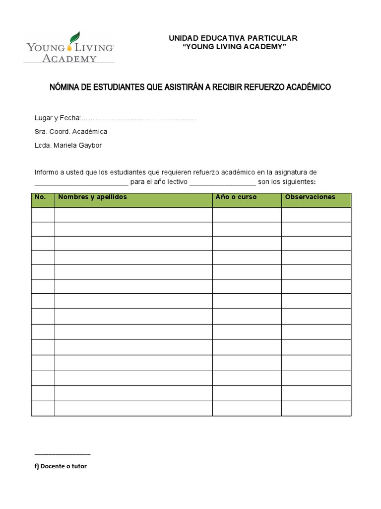 Formato Plan de Refuerzo | PDF | Enseñando | Maestros