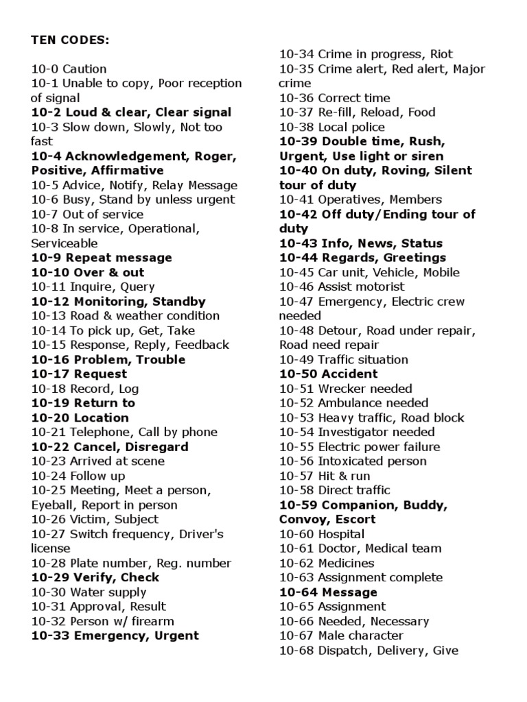 10 Codes | PDF | Traffic