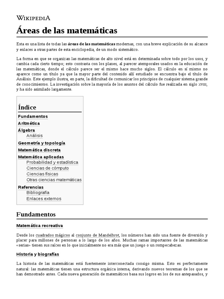 Áreas de Las Matemáticas | PDF | Geometría | Lógica matemática