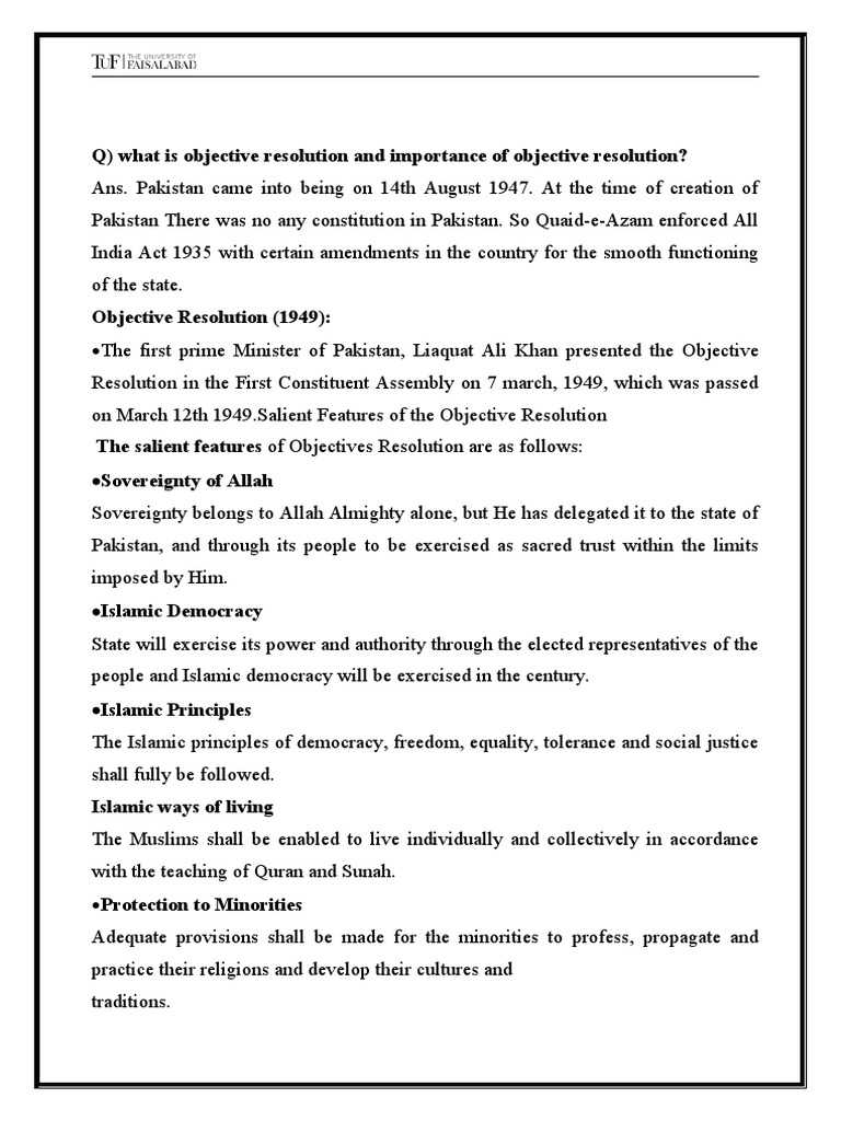 Objective Resolution | PDF | Pakistan | Political Science