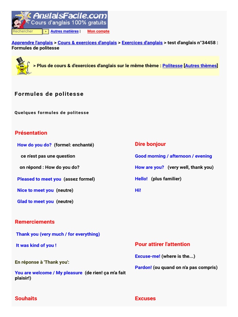 Formules de Politesse-Anglais_1630245861673 | PDF