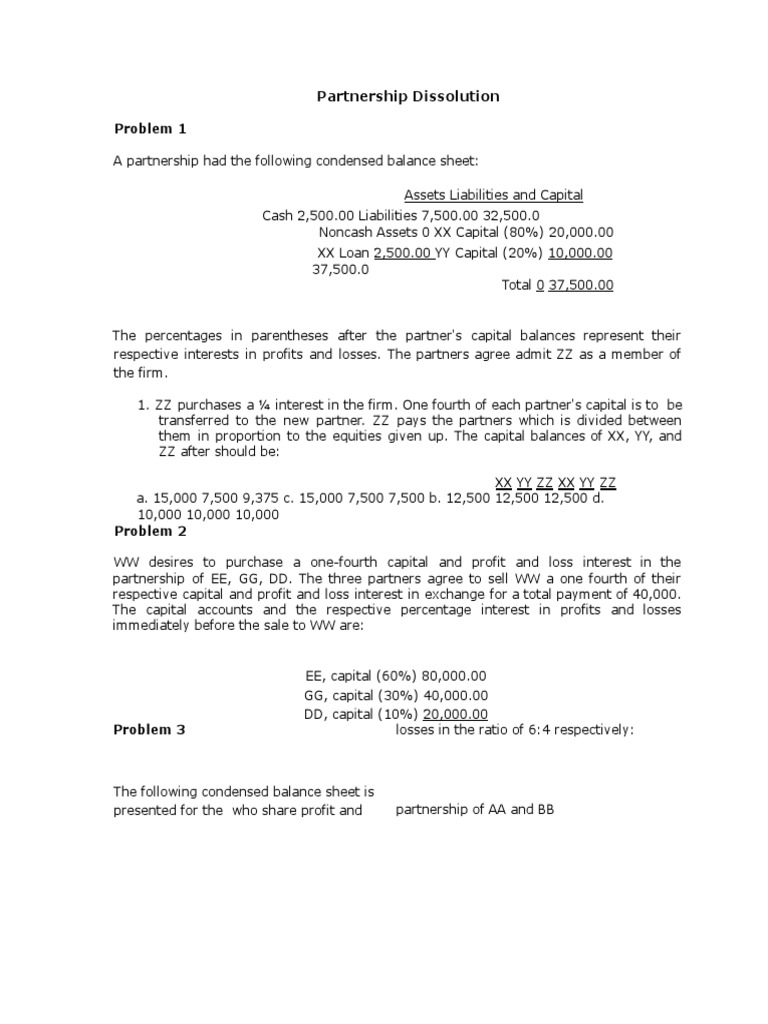 Partnership Dissolution | PDF | Balance Sheet | Partnership