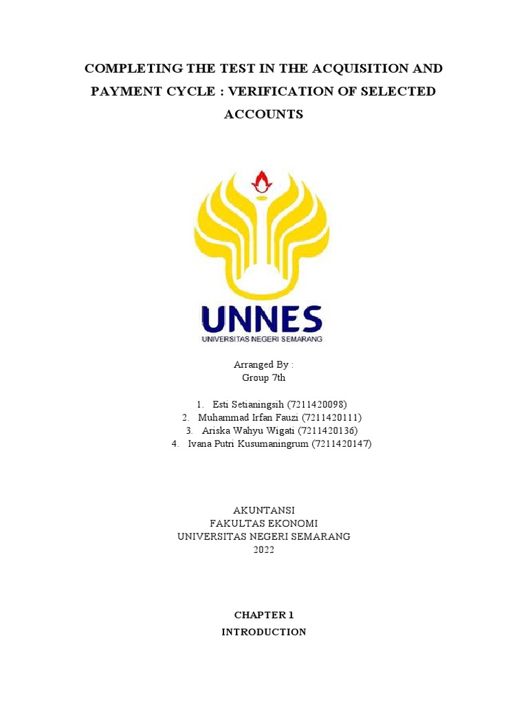 Completing The Test in The Acquisition and Payment Cycle | PDF ...