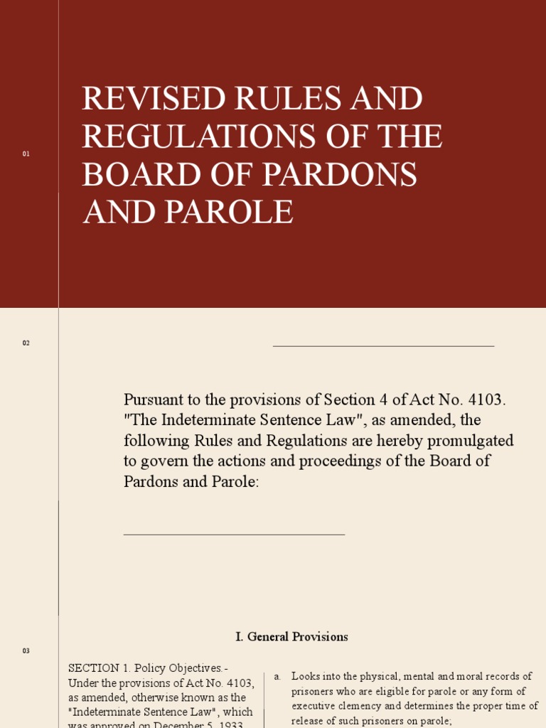 Board of Pardons and Parole Rules | PDF | Pardon | Parole