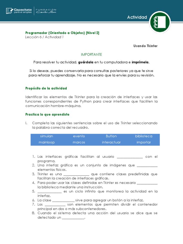 Usando Tkinter | PDF | Interfaz de usuario | Interfaces gráficas de usuario