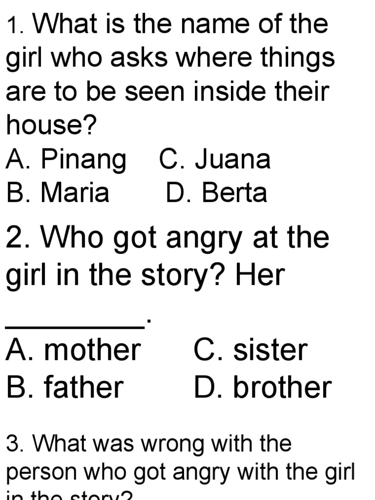 Story Quiz: Girl's Cooking Challenge | PDF