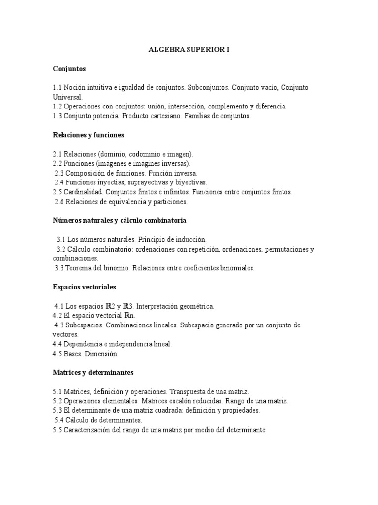 Algebra Superior I | PDF | Matriz (Matemáticas) | Determinante