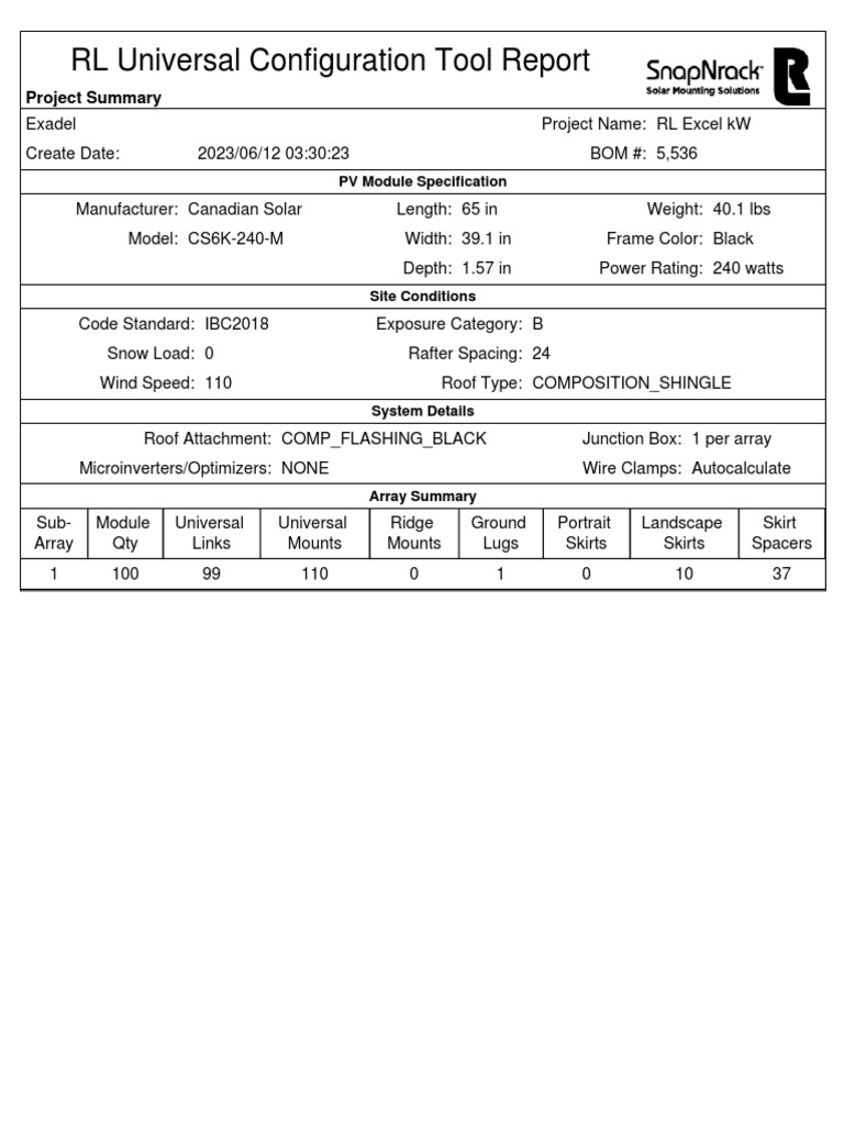 Bom 5536 | PDF | Roof | Solar Panel