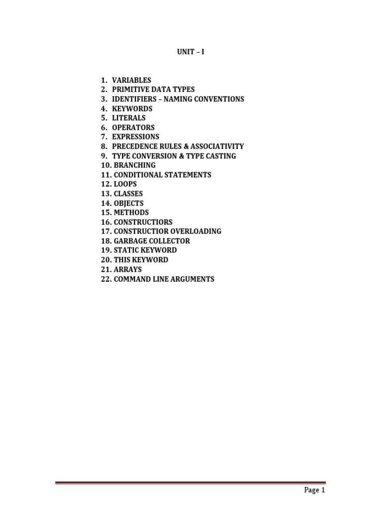 Java Unit 1 Part B Pdf Data Type Variable Computer Science 9811