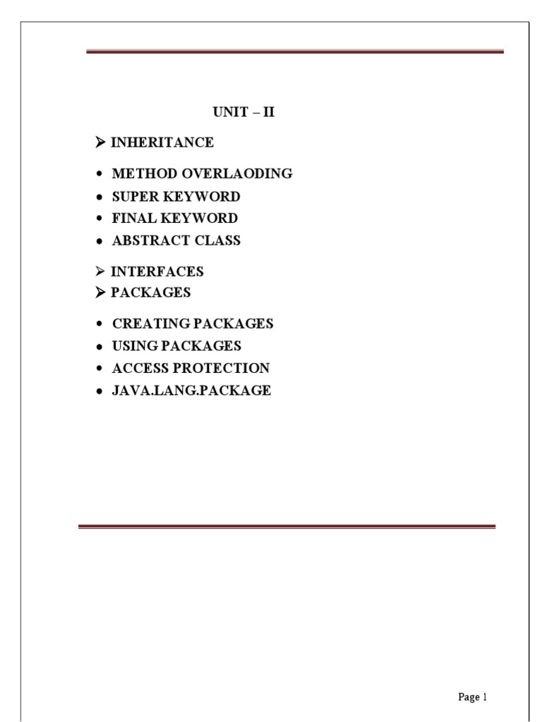 Java Unit 2 | PDF | Inheritance (Object Oriented Programming) | Method ... Java Unit 2 | PDF | Inheritance (Object Oriented Programming) | Method ...