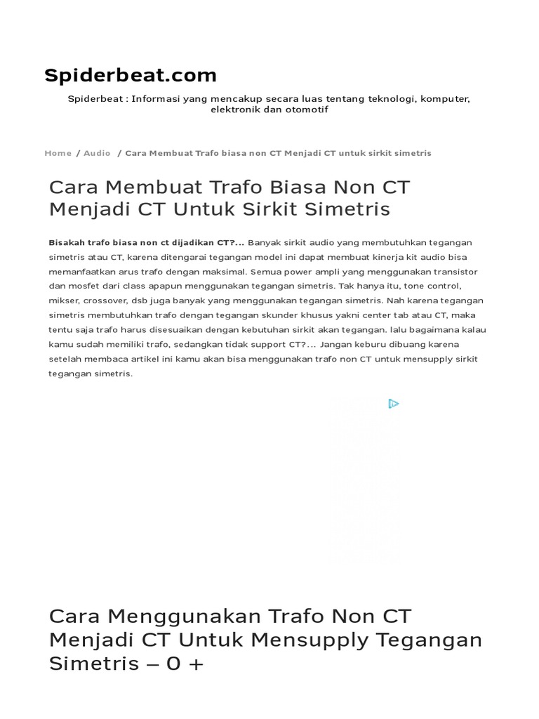 Cara Membuat Trafo Biasa Non CT Menjadi CT Untuk Sirkit Simetris | PDF