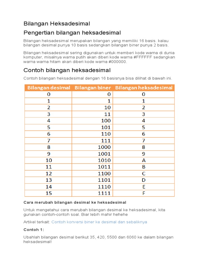 Bilangan Heksadesimal | PDF