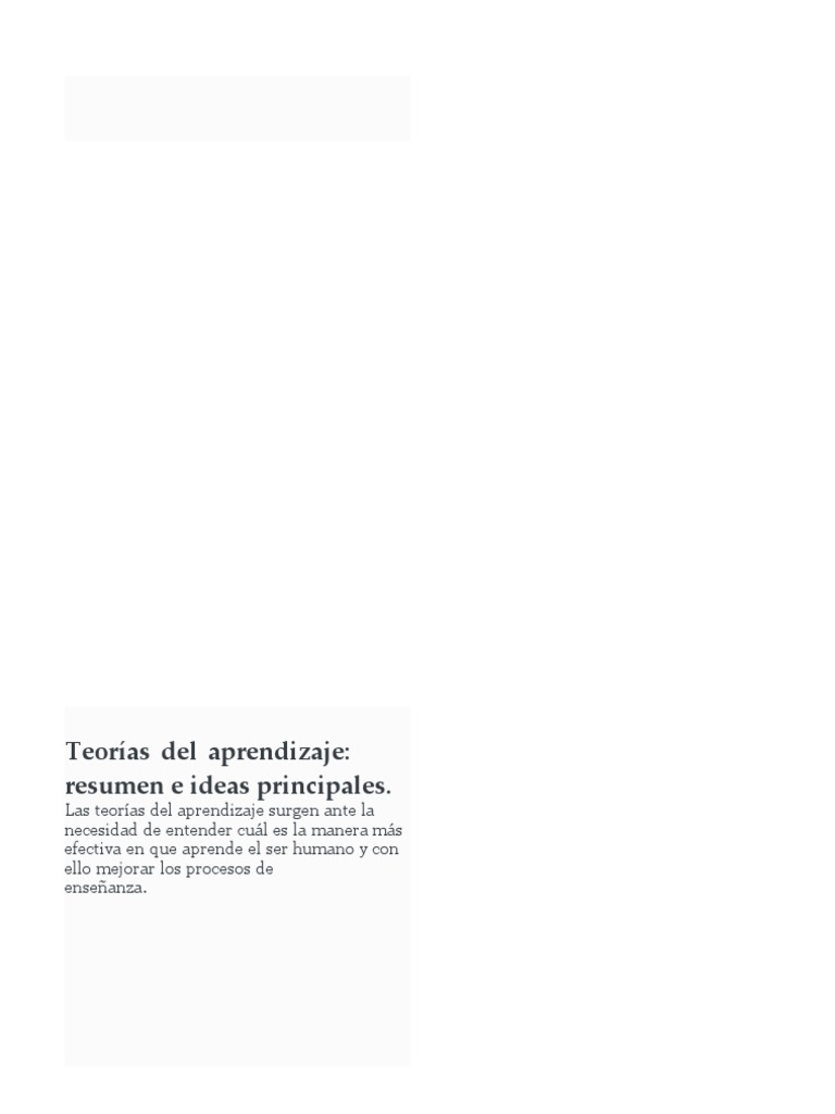 Teorías Del Aprendizaje Pdf Aprendizaje Teoría Del Aprendizaje