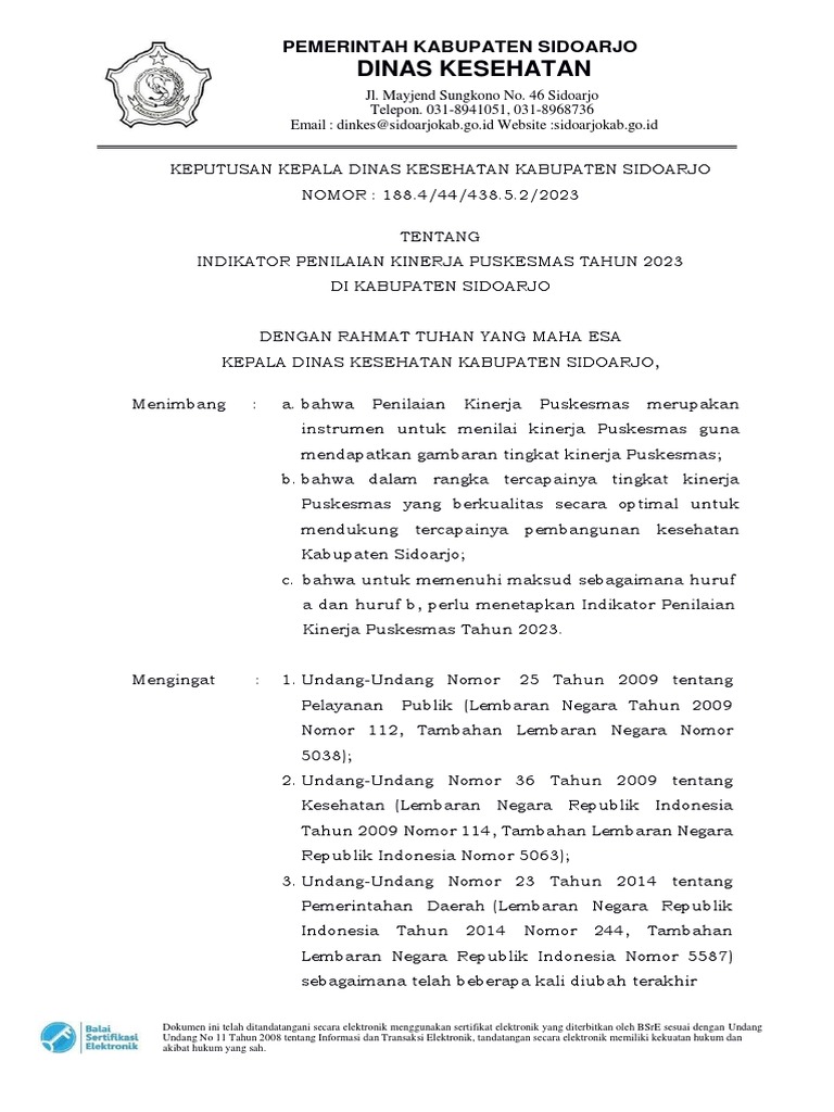 SK Indikator PKP 2023 Oke | PDF