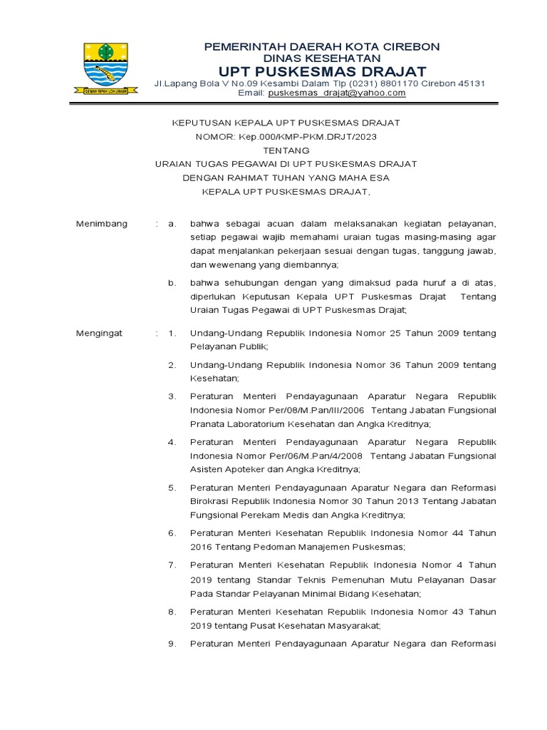 1.3.2.a SK Uraian Tugas Pegawai 2023 | PDF