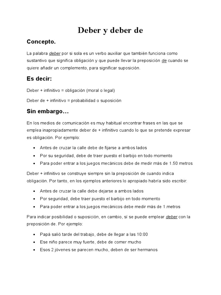 Resúmen Deber y Deber de | PDF