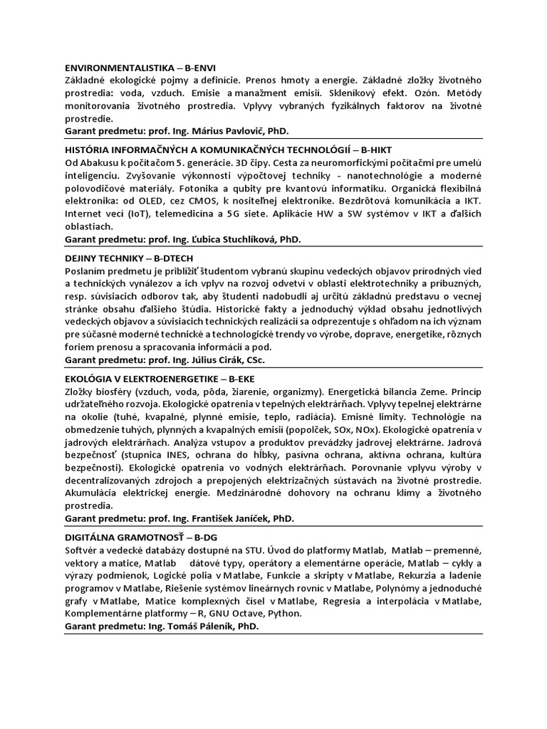 Informacia o o Spolocensko-Vednych Predmetoch | PDF