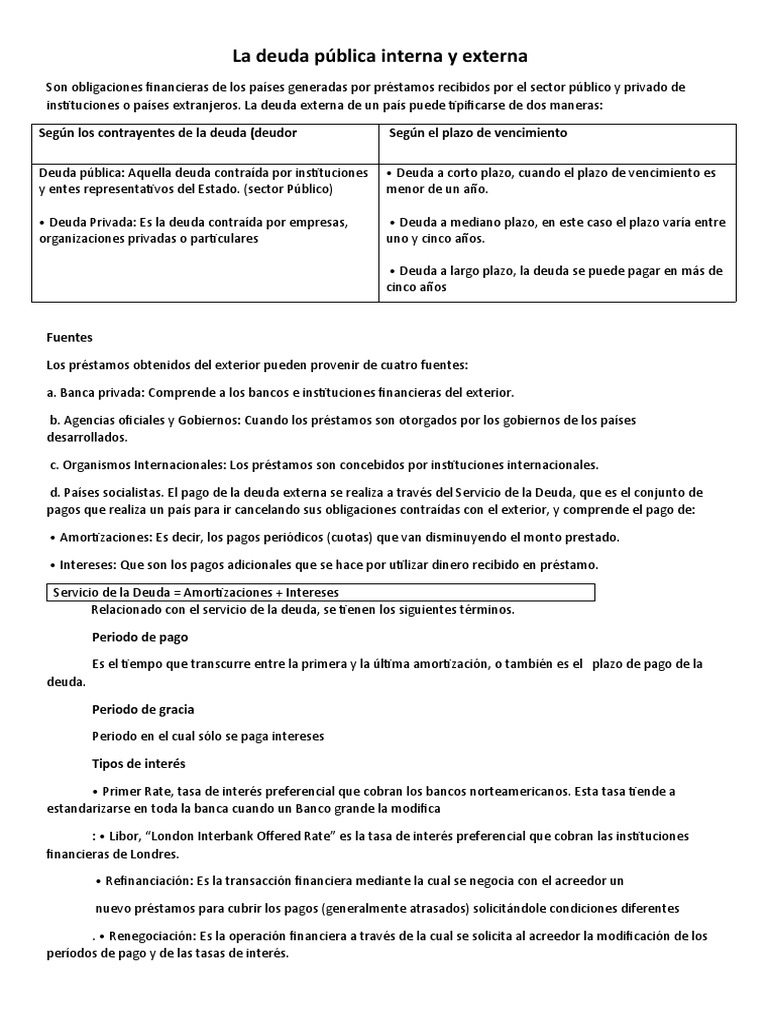 La deuda pública interna y externa | PDF | Deuda | Bancos