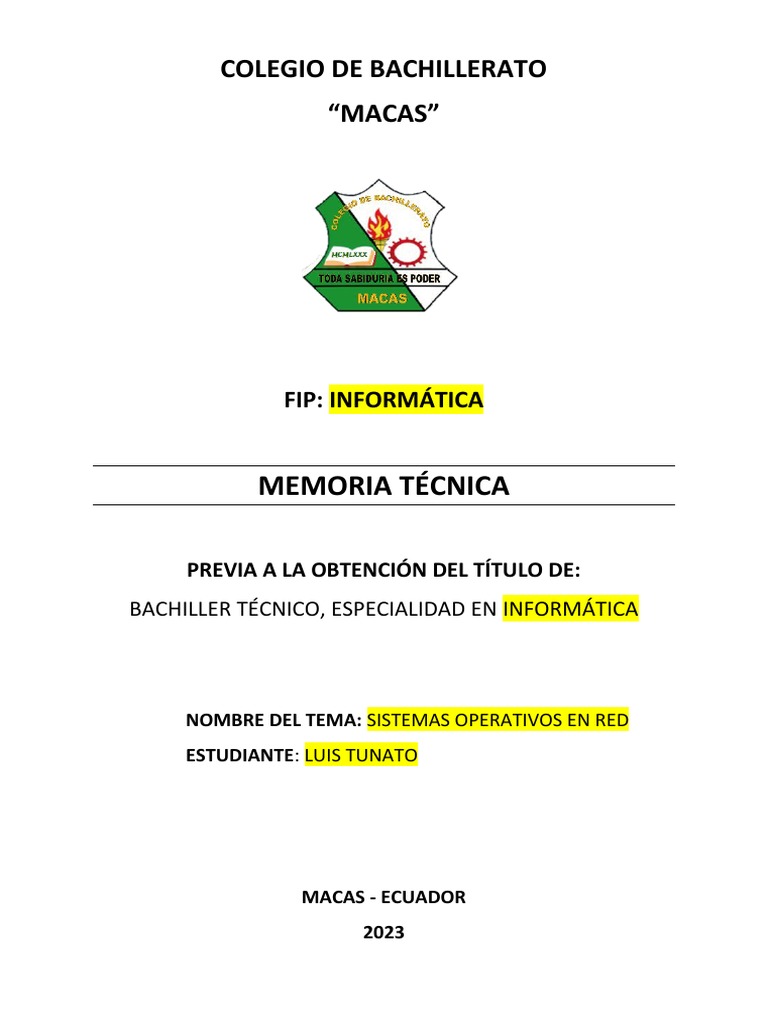 ESQUEMA MEMORIA TÉCNICA | PDF | Informática