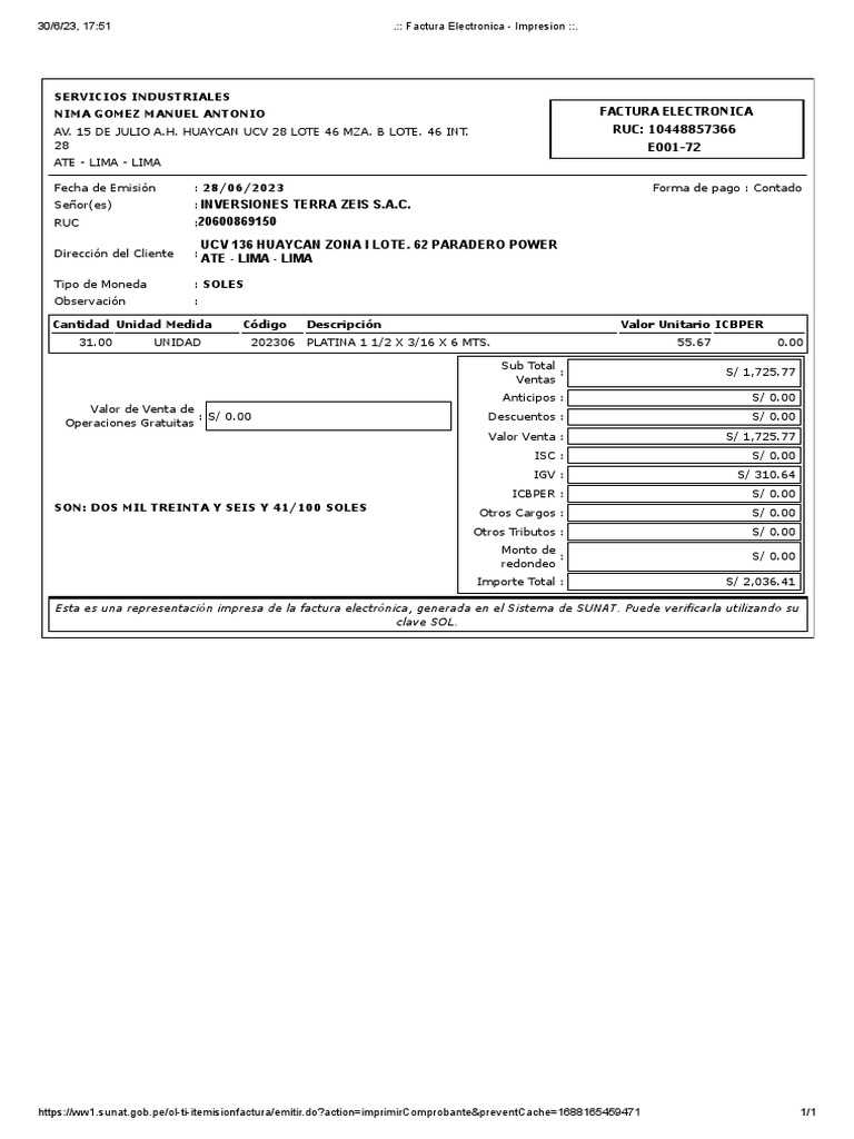 Factura Electronica - Impresion - 72 | PDF | Finanzas personales | Tecnología bancaria