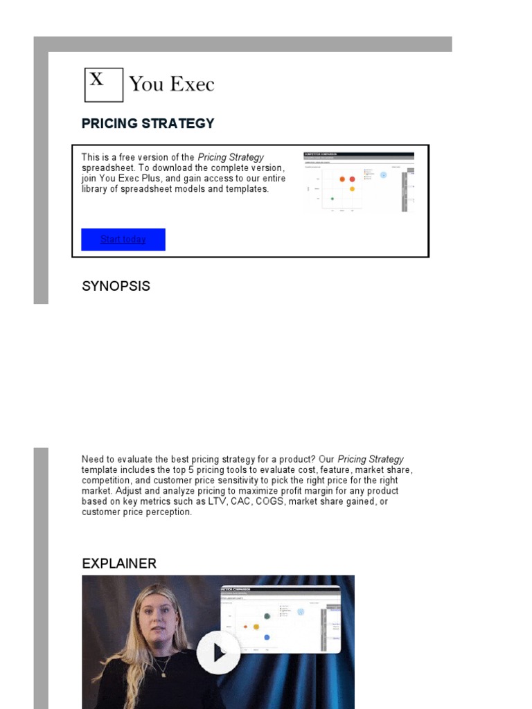 You Exec - Pricing Strategies Free | PDF | Pricing | Spreadsheet You Exec - Pricing Strategies Free | PDF | Pricing | Spreadsheet
