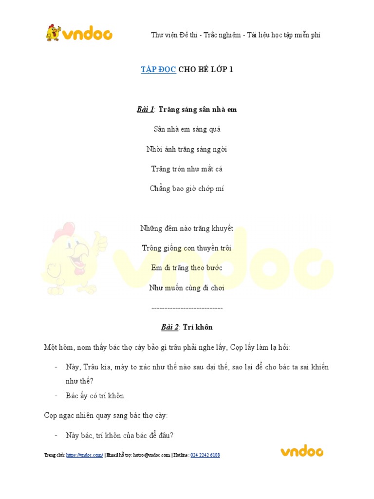 61 Bai Tap Doc Cho Hoc Sinh Lop 1 | PDF