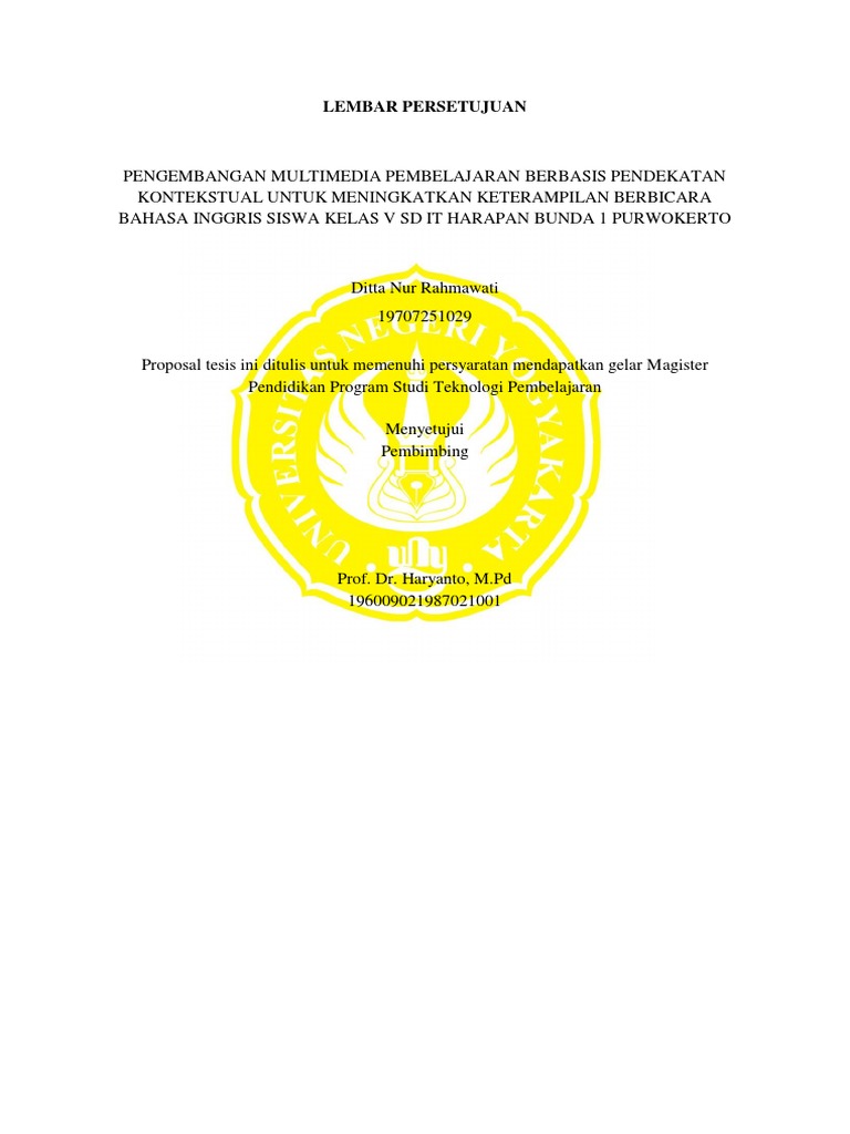 LEMBAR PERSETUJUAN UNY Ditta | PDF