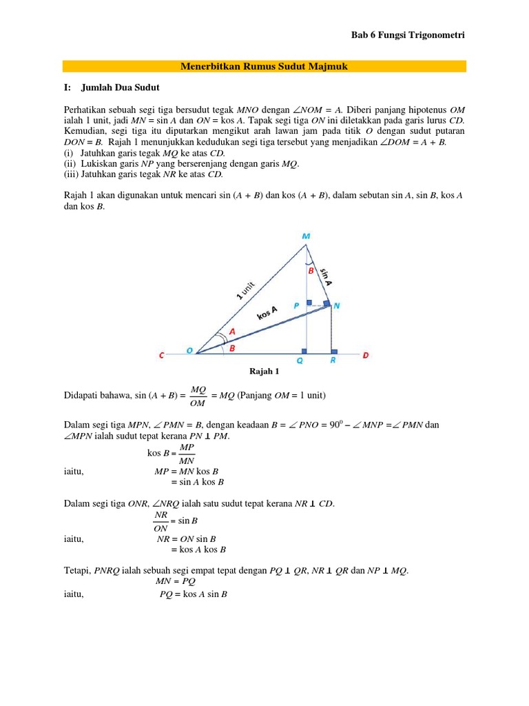 Rumus Sudut Majmuk Trigonometri | PDF