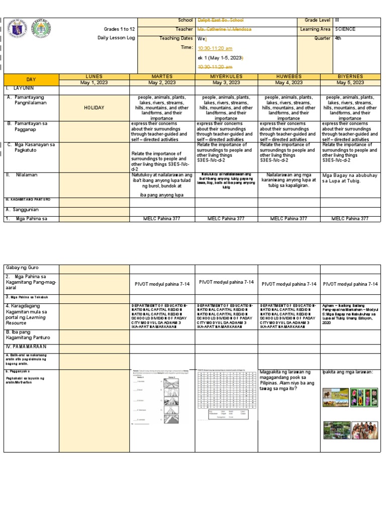 Dll-Science-Q4-Week 1 | PDF | Geology | Earth Sciences