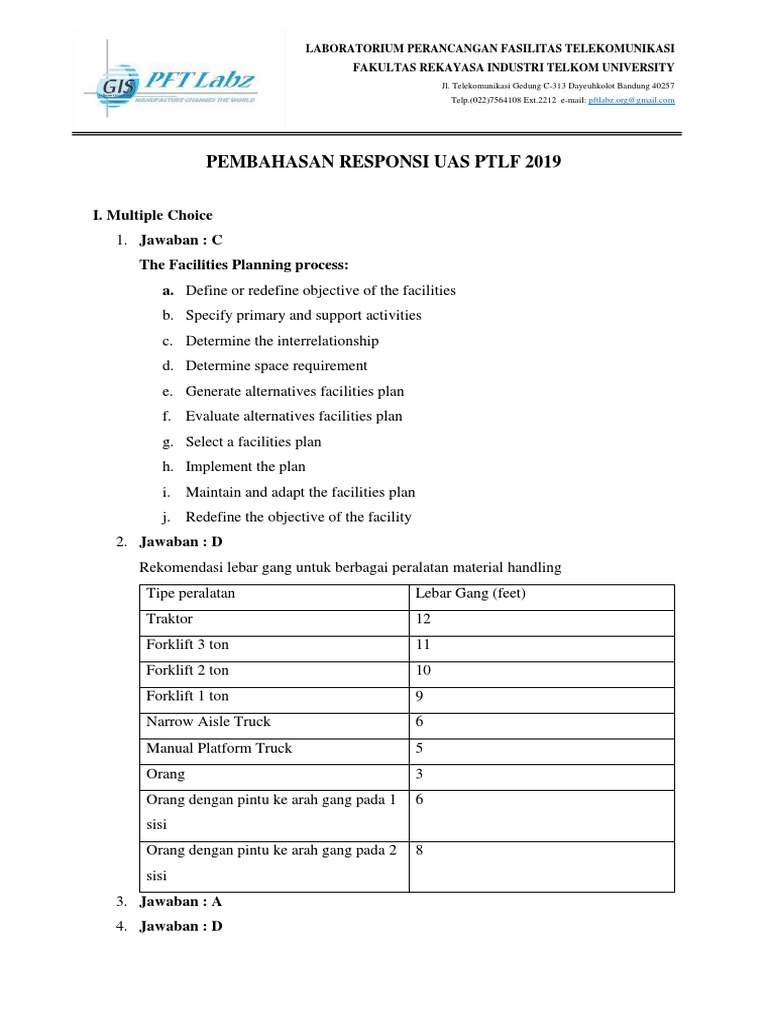 Pembahasan Responsi Uas PTLF 2019 PDF | PDF