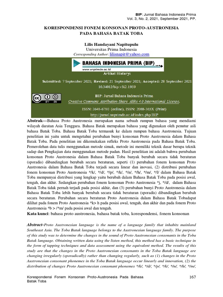 Correspondence of The Proto-Austronesian Consonant | PDF