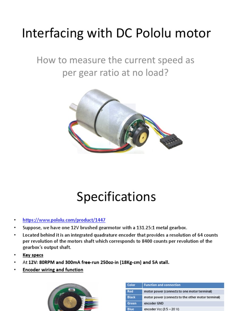 Interfacing With DC Pololu Motor | PDF | Electric Motor | Electrical ...
