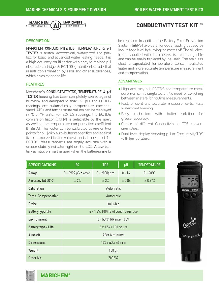 Conductivity Test Kit | PDF | Ph | Physical Chemistry