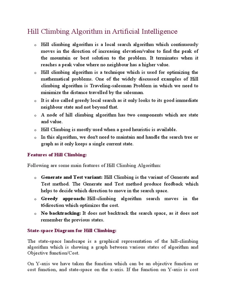Hill Climbing Algorithm in Artificial Intelligence | PDF | Mathematical Optimization | Systems ...