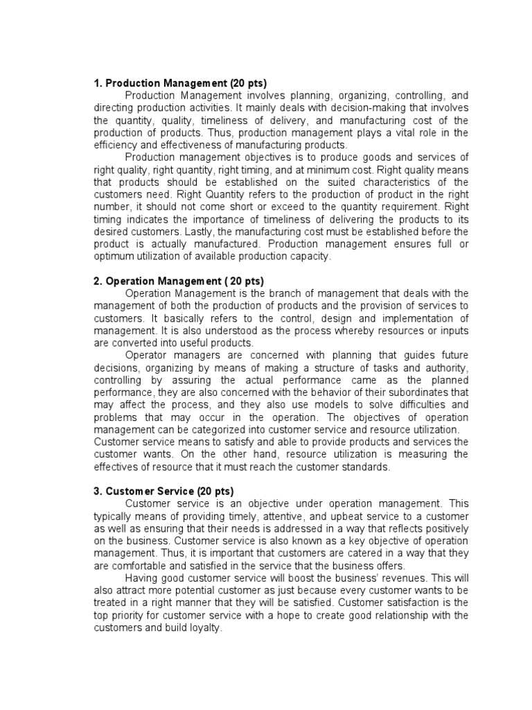 Production Management | PDF | Customer | Operations Management