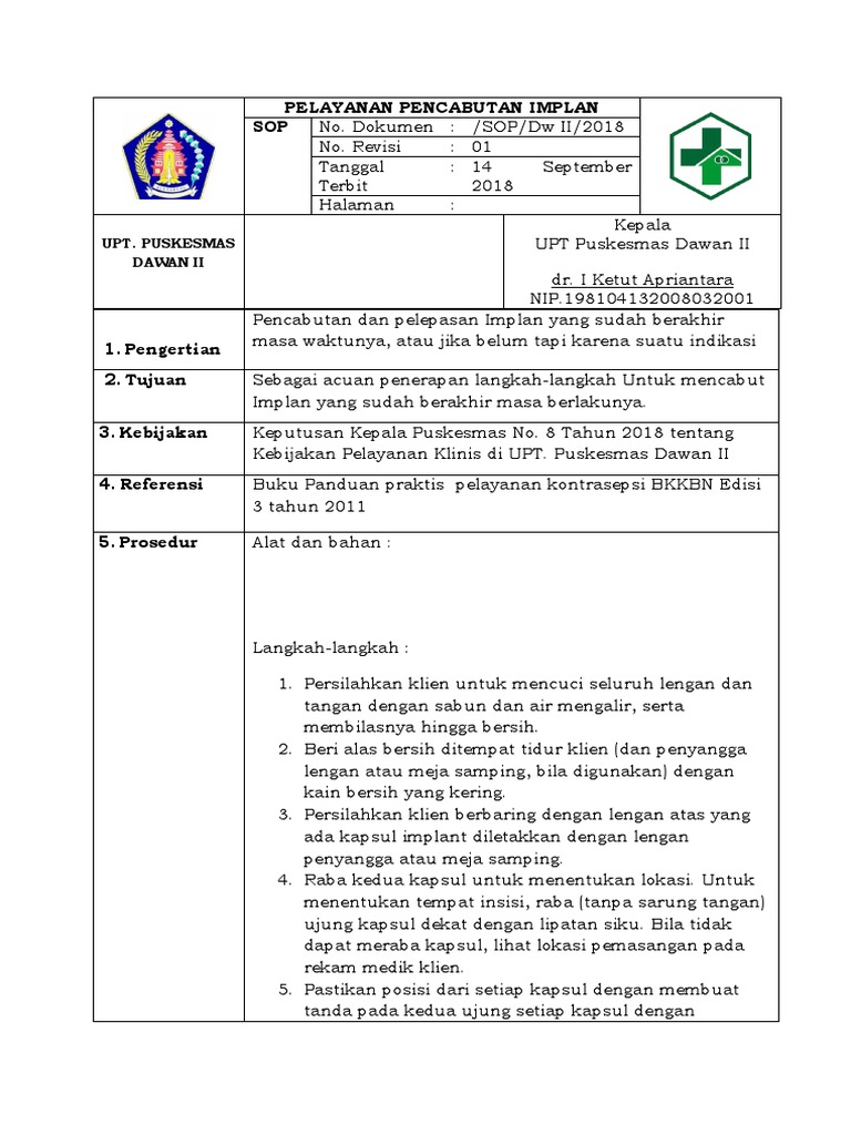 SOP CABUT Implan | PDF