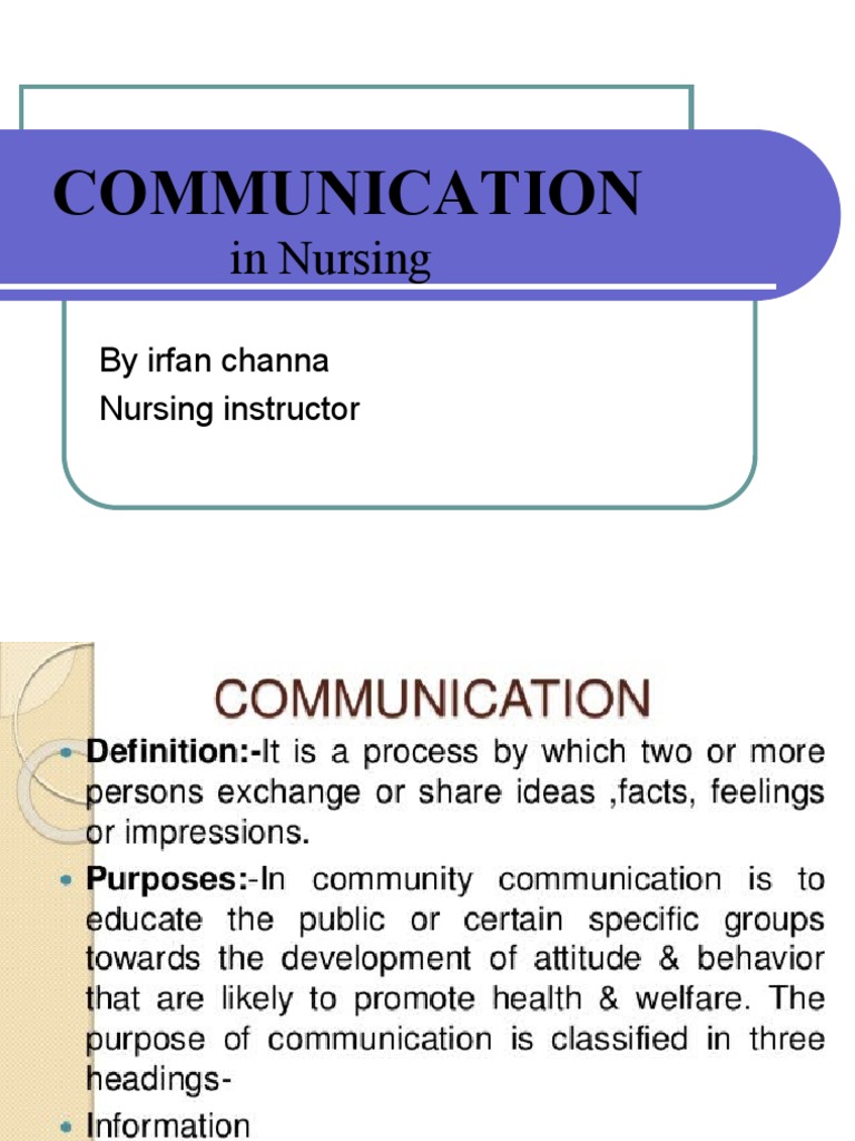 Communication in Nursing | PDF | Communication | Nonverbal Communication