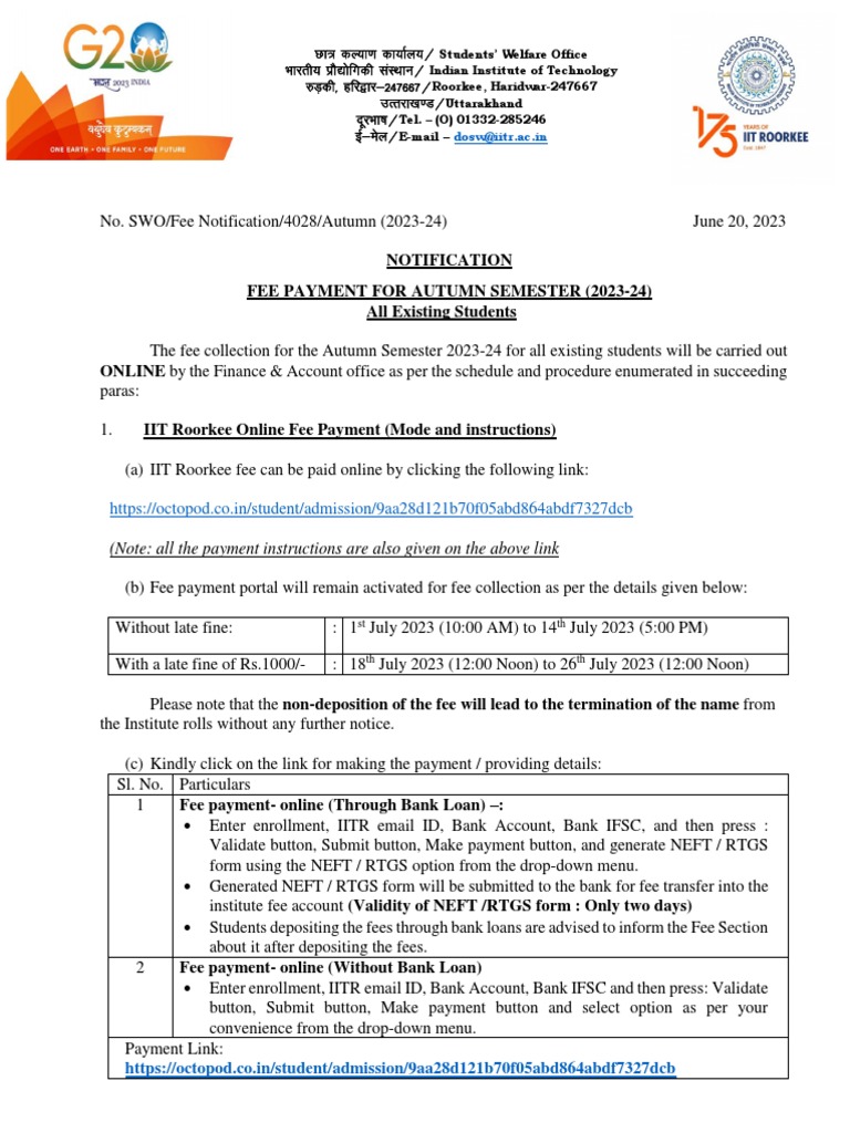 Fees Notification | PDF | Fee | Business