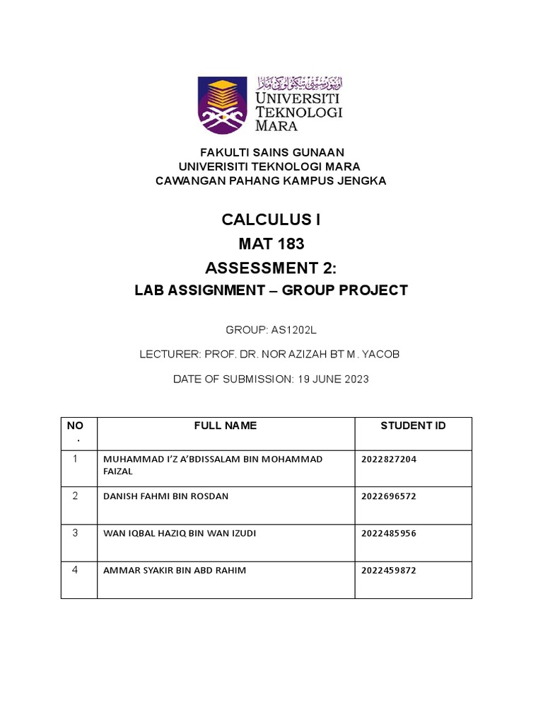 Assessment 2 MAT183 | PDF | Analysis | Mathematical Objects