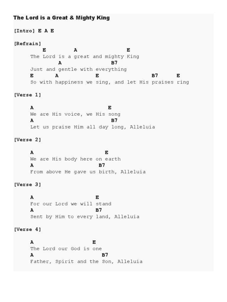 Great and Mighty King Lyrics | PDF