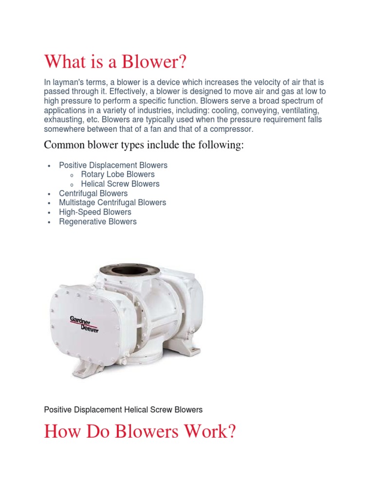 What Is A Blower | PDF | Pump | Mechanical Engineering