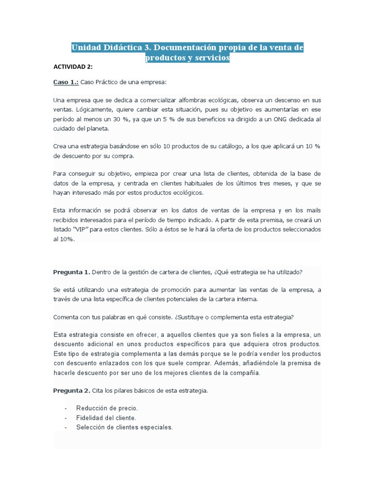 Actividad 2 Unidad 3 Grupal | PDF | Producto (Negocio) | Cliente