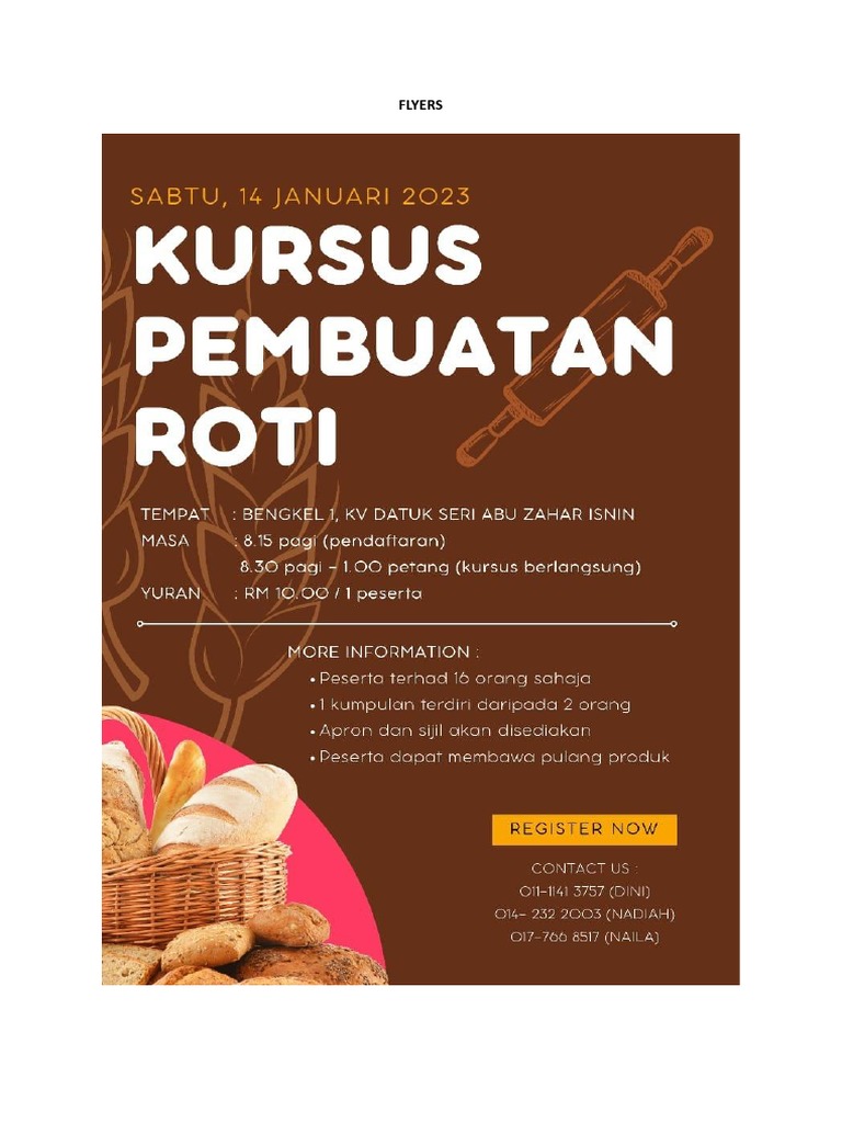 Flyers Kursus Pembuatan Roti | PDF