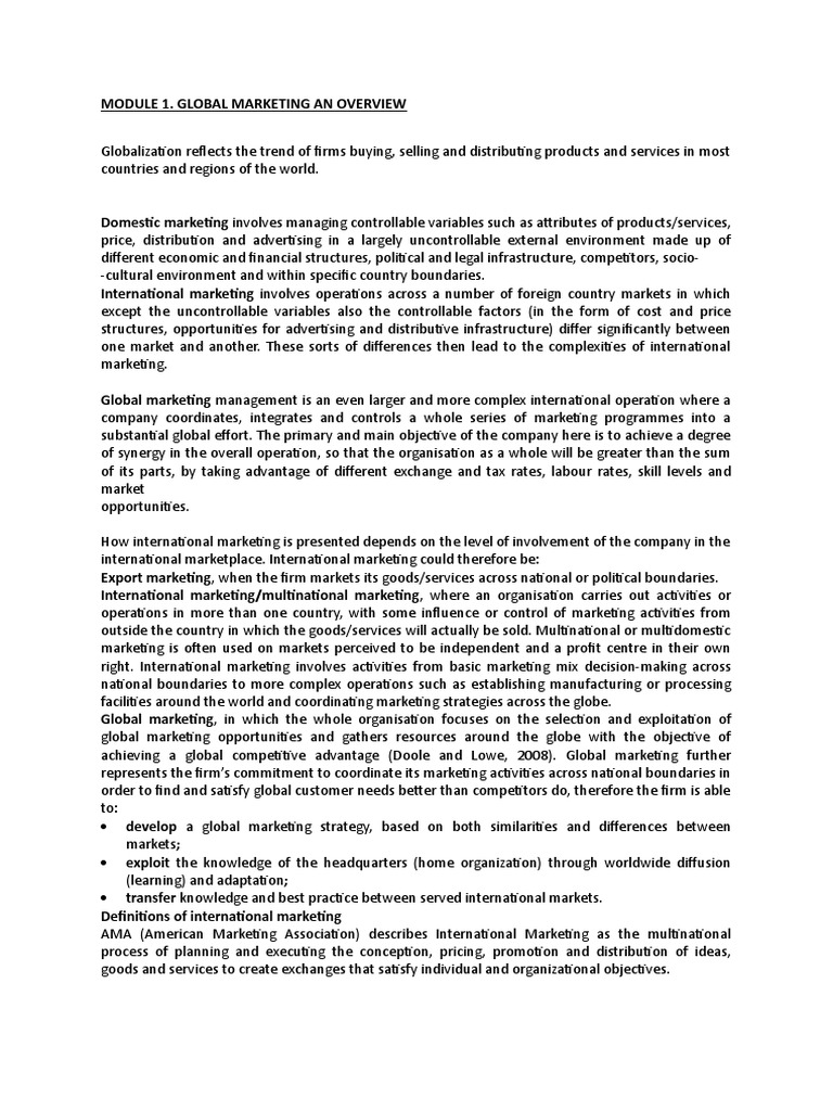 Module 1 | PDF | Marketing | Exports