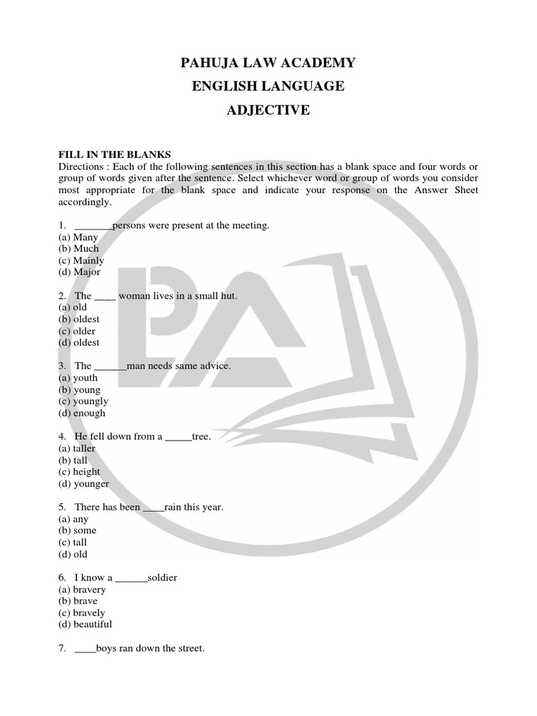 Adjective Notes English Language | PDF