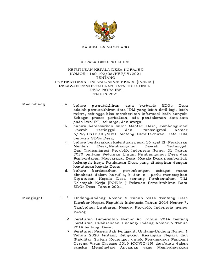 Contoh SK Pokja Sdgs | PDF