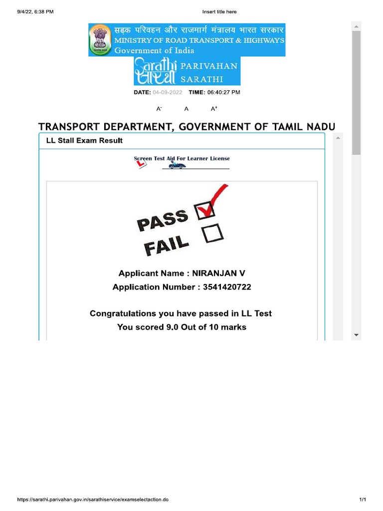 LLR Test Score | PDF