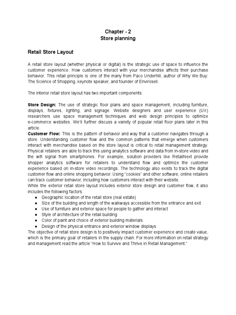 Chapter - 2 Store Planning | PDF | Retail | Brand