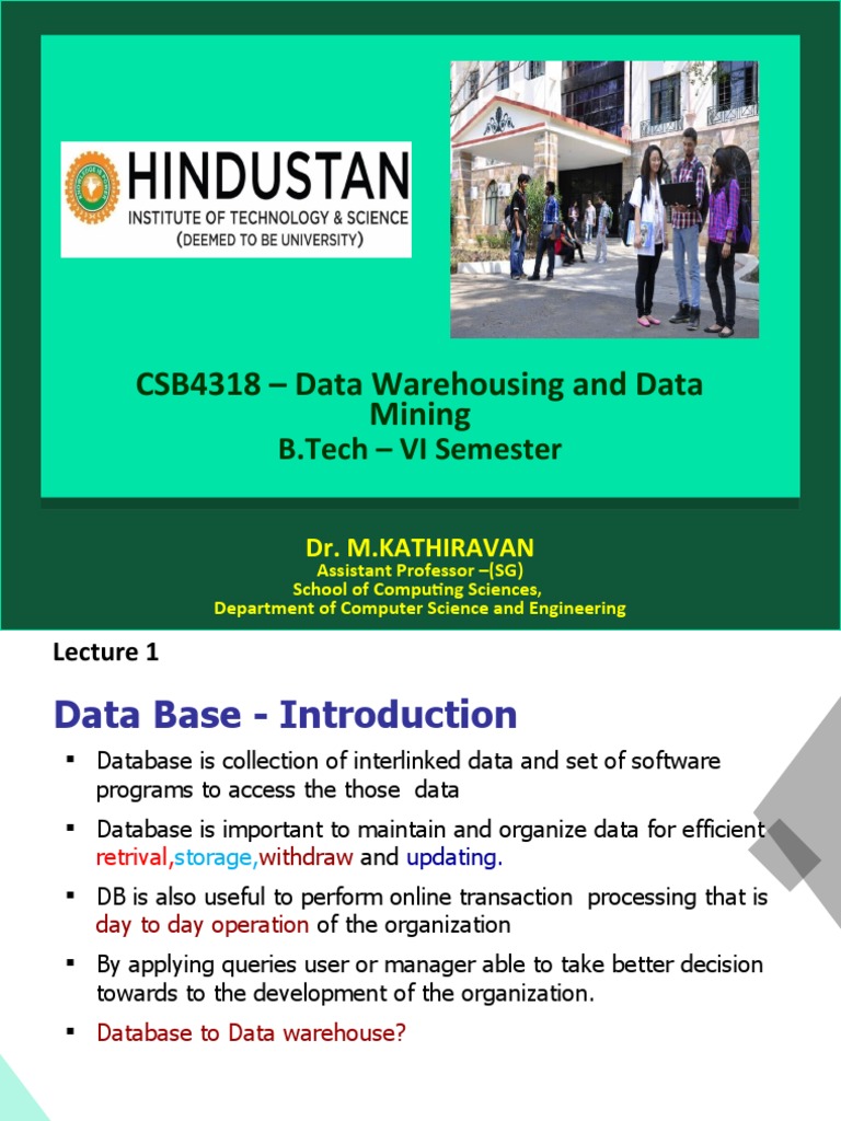 Csb4318 DWDM Unit - 1 Revised | PDF | Data Warehouse | Databases
